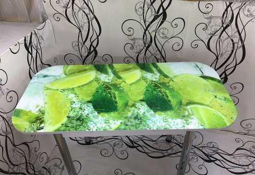 Кухонный стол стеклянный раздвижной с фотопечатью