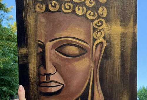 Картина будда с золотом, холст 40 на 50