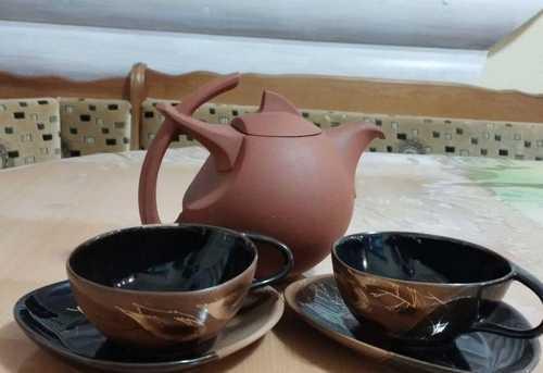 Чайник+ чайн.пары+сахарница, керамика