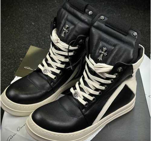 Кеды Rick owens x Chrome Hearts (черные и белые)