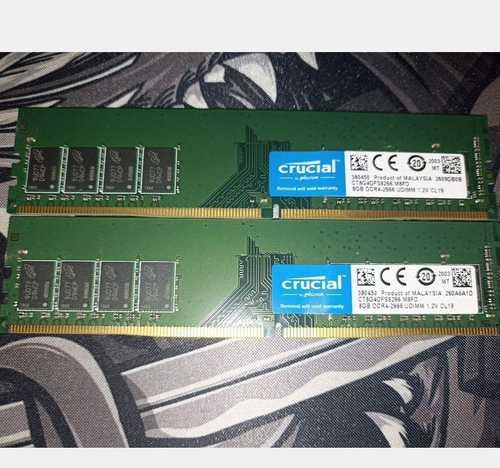 Оперативная память DDR4 16G Crucial 2x8GB 2666