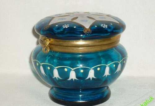 Шкатулка колокольчики купоросное стекло 19 век