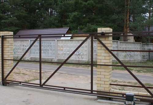 Металлические откатные ворота