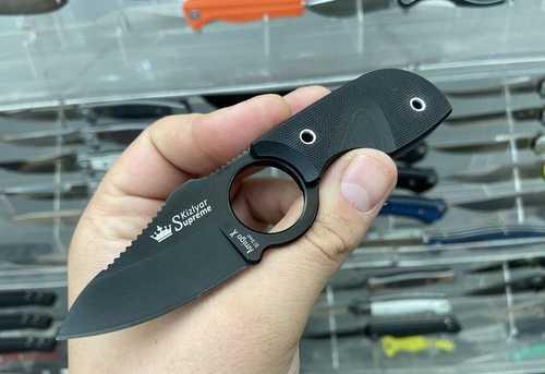 Шейный нож Amigo X D2 Black Titanium