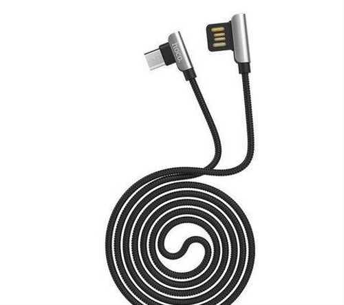 Кабель microusb 2.4А, угловой штекер 1.2м (hoco U4