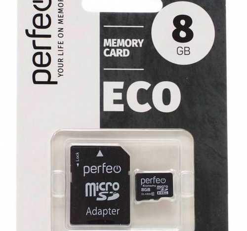 Карта памяти microSD 8Gb Class 10 (с адаптером) Perfeo