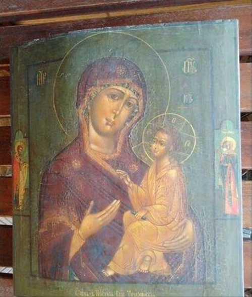 Икона Богородица Тихвинская с благословением 19 в