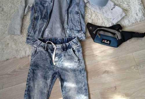 Джинсовая куртка+джинсы+кепка+сумка