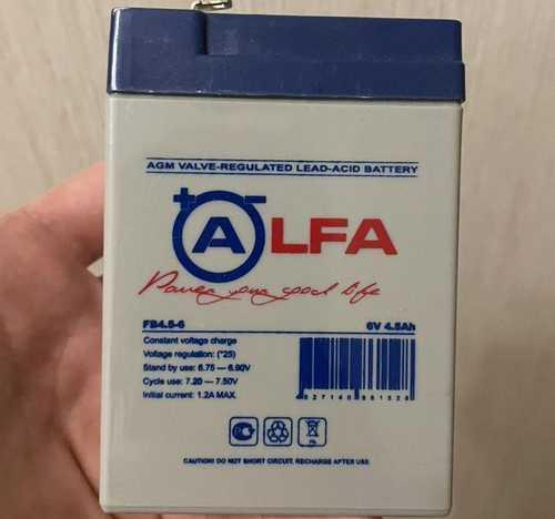 Аккумулятор alfa Battery FB4,5-6 (6V / 4.5Ah)