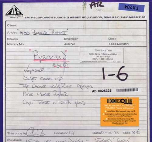 Виниловая пластинка Alan Parsons Project, The - Pyramid Work In Progress (RSD2024, Orange Vinyl LP)