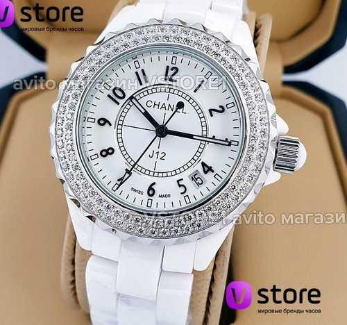 Женские наручные часы Chanel J12 Diamonds White