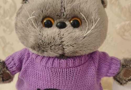 Кот Басик в фиолетовом свитере 35см Новый