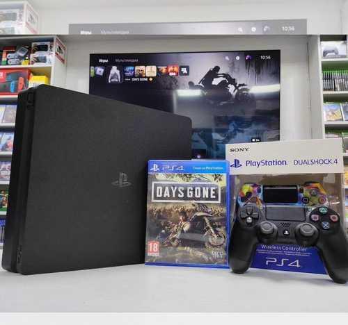 Sony PS4 Slim 2 геймпада 122 игры