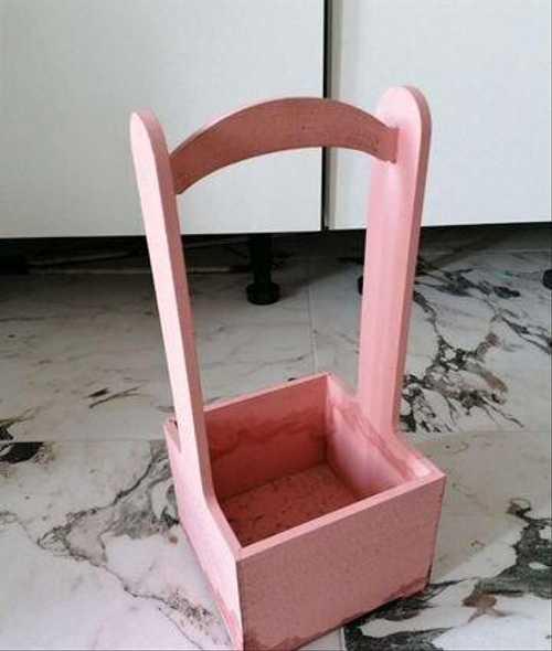 Кашпо ящик деревянный прованс розовый