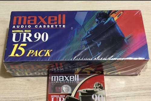 Maxell UR90 блок 15 кассет в пленке новые