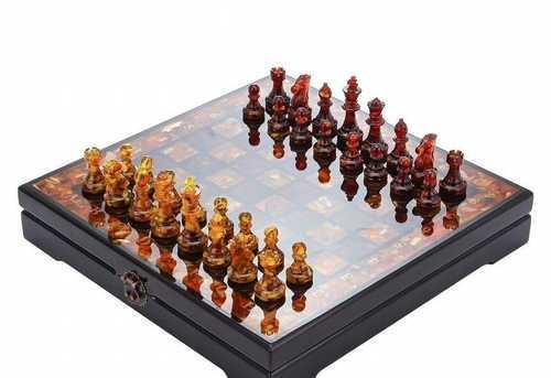 Шахматы - шашки из янтаря 2 в 1 "Консул"