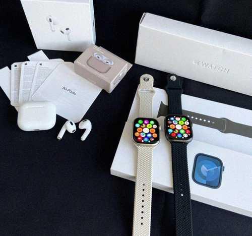 Смарт часы Apple Watch 9 46mm   AirPods 3 Lux