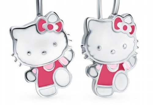 Серебряные серьги Hello Kitty