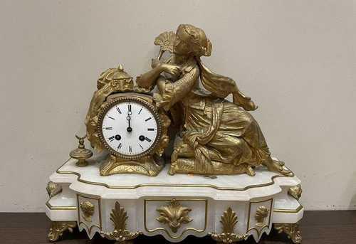 Часы каминные Франция 19 век. Бронза