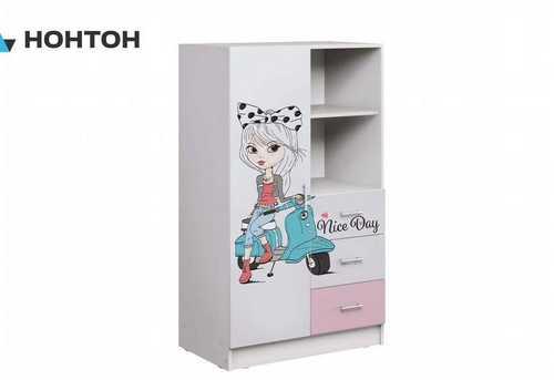 Шкаф комбинированный Вега fashion-1 белый / розовы