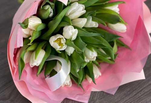 Букет тюльпанов, белые тюльпаны, доставка цветов
