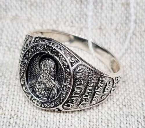 Серебряный перстень Серафим Саровский с молитвой