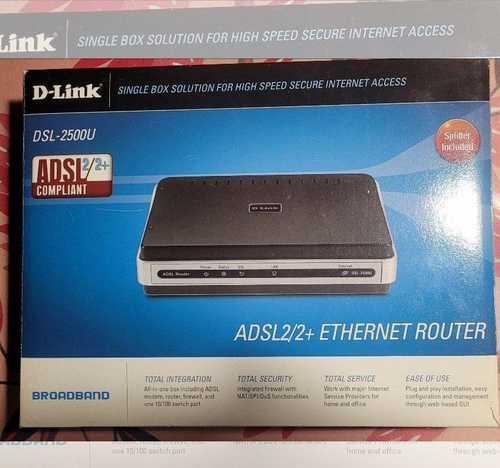 Adsl 2\2  ethernet router D-Link DSL-2500U без Wi