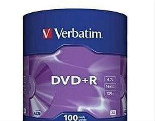 Verbatim Диски DVD+R 4.7Gb 16-х, 100шт, Cake Box