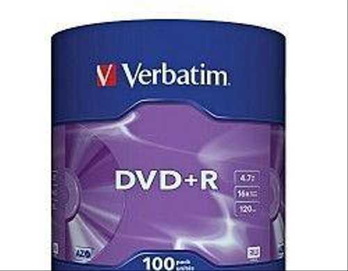 Verbatim Диски DVD+R 4.7Gb 16-х, 100шт, Cake Box