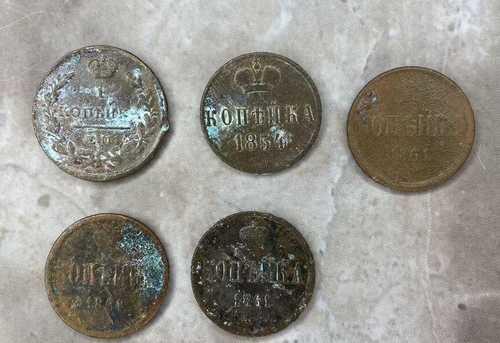 Старинные монеты 1 копейка 1824 - 1861 гг