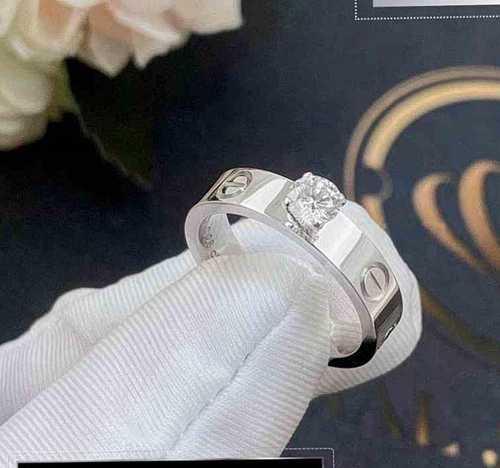 Cartier Love Solitaire кольцо, белое золото