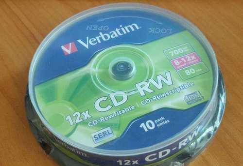 Новые CD-RW диски болванки Verbatim (10шт)