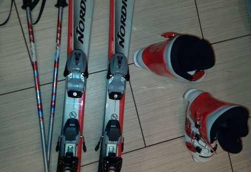 Горные лыжи Nordica100см+ботинки35-36+палки