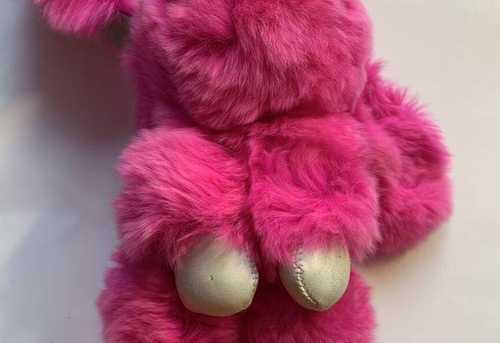 Мякгая пушистая игрушка брелок розовый заяц