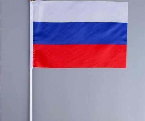 Флаг России, 20х28 см, шток (40 см), полиэстер (ар