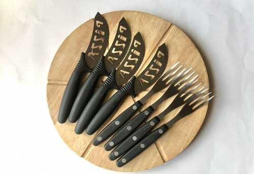 Деревянная доска набор ножей вилок на 4 персоны