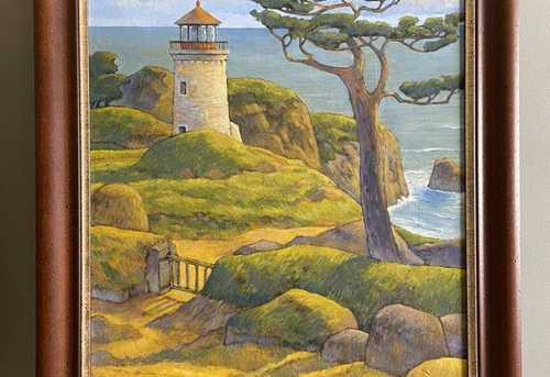 Картина маслом на холсте пейзаж маяк