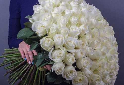 Букет из 101 белой роза, цветы доставка
