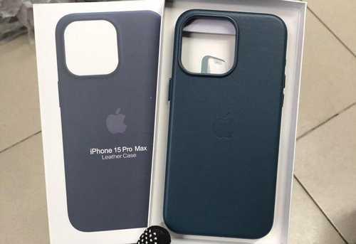 Чехол на iPhone 15 Pro Max Leather Case синий