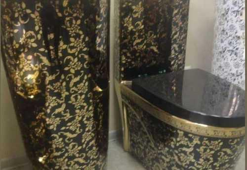 Золотой туалет унитаз, с антизапоховым эффектом