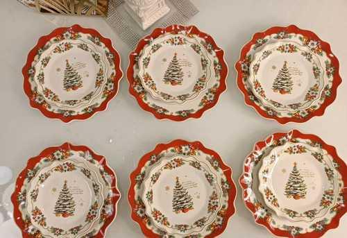 Набор новогодней столовой посуды на 6 персон