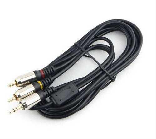 Кабель Jack 3.5 2 rca 3 м штекеры металл