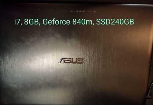 Asus 15,6 i7, 8GB, geforce 840m, 240GB SSD