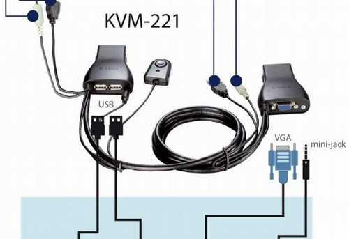 KVM-переключатель D-Link 2-портовый KVM-221/B1