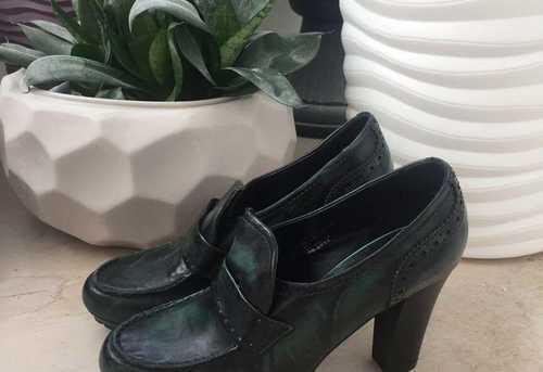 Туфли oronzo черно-зеленые. Размер 39