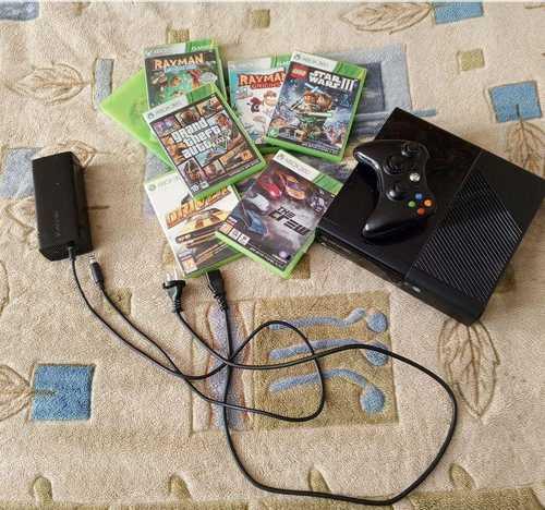 Приставка Xbox360 (с играми), руль для Xbox 360