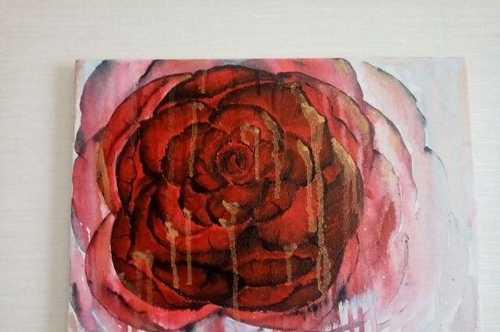 Роза красная интерьерная картина акрил