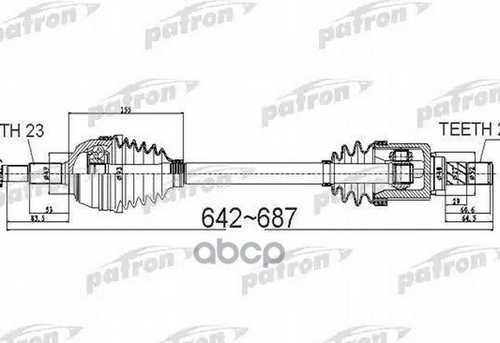 Полуось передний мост слева 23x642x49x26 nissan