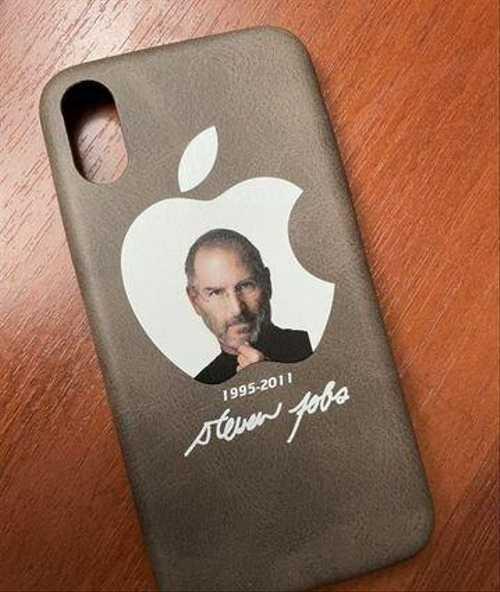 Кожаный чехол iPhone X Steve Jobs