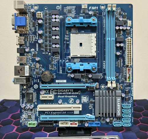 Мат. плата Gigabyte GA-A75M-D2H/FM1/mATX/DDR3